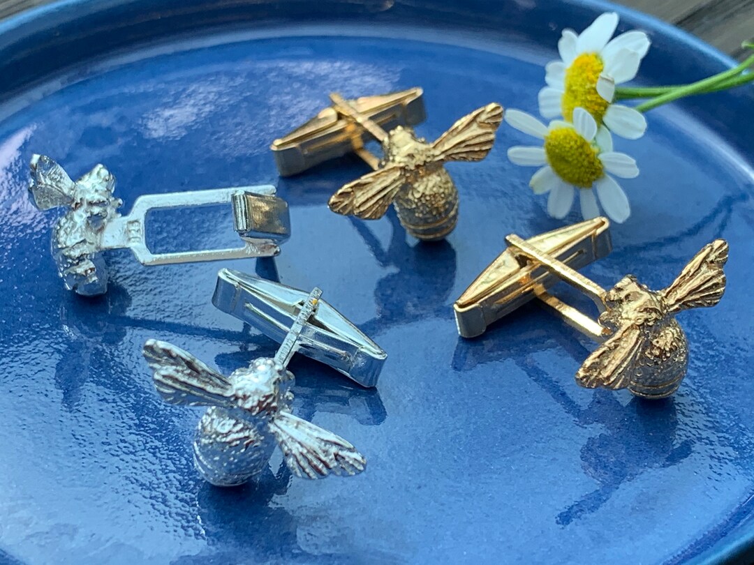 Solid Silver Bee Cufflinks, Wedding Cufflinks - Etsy UK