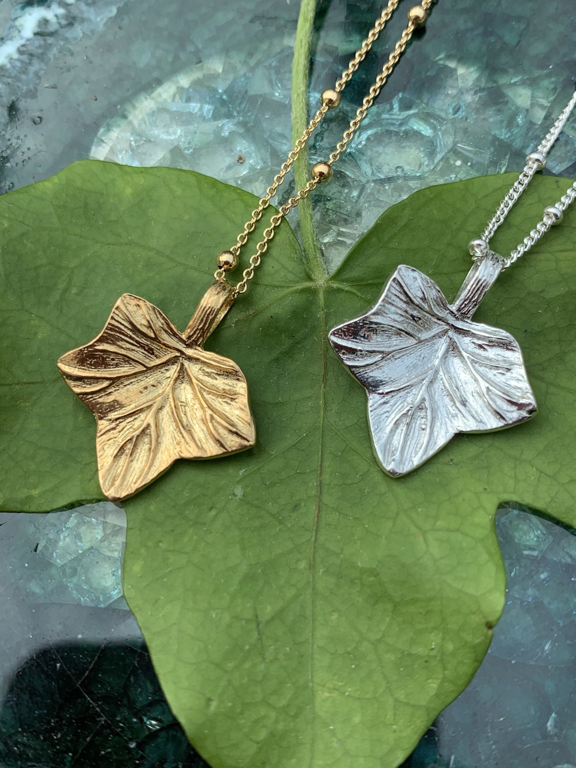 Sterling Silver Ivy Leaf Necklace - Etsy
