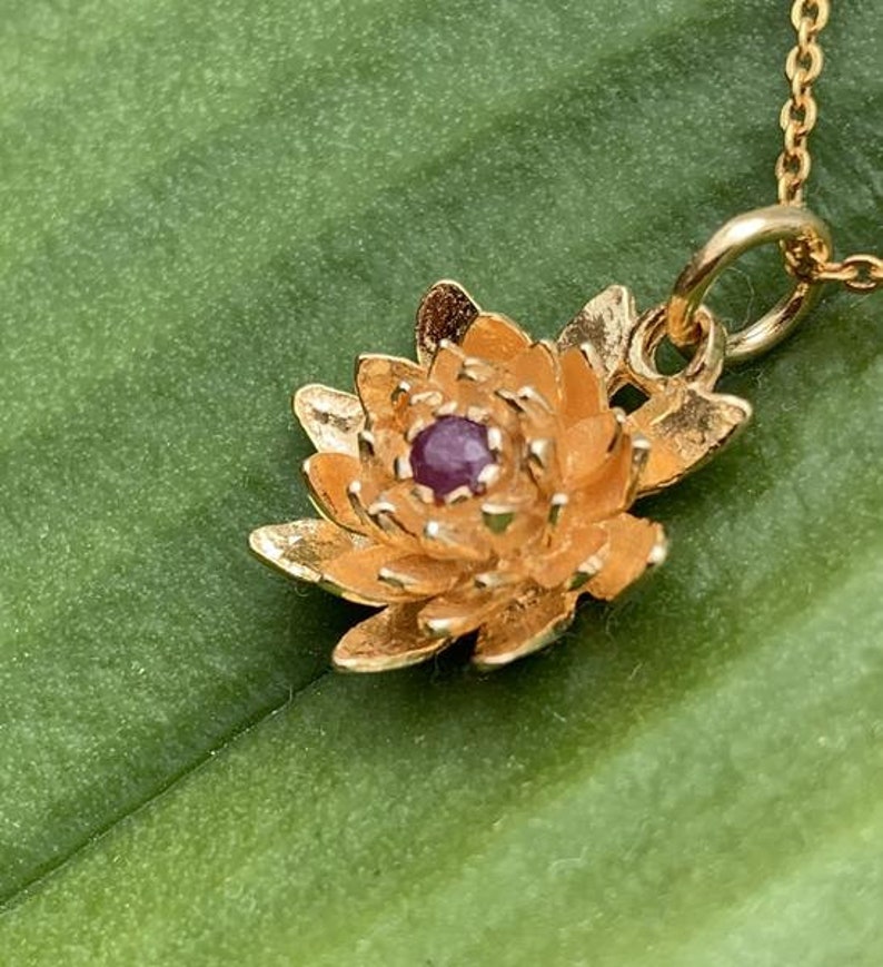 Water Lily Pendant July Birth Flower July Birth Stone | Etsy