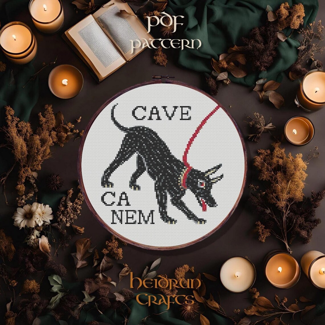 Cave Canem Cross Stitch Pattern PDF – Roman Mosaic Dog Embroidery ...