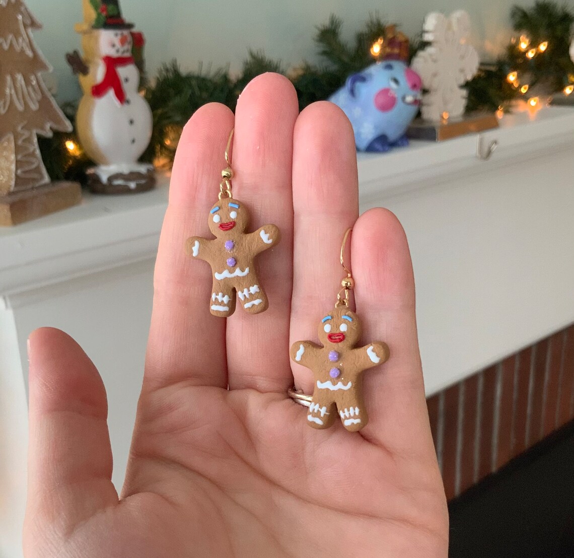 Gingy Gingerbread Cookie Character Dangly Polymer Clay Earrings - Etsy