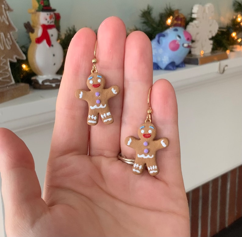 Gingy Gingerbread Cookie Character Dangly Polymer Clay Earrings - Etsy