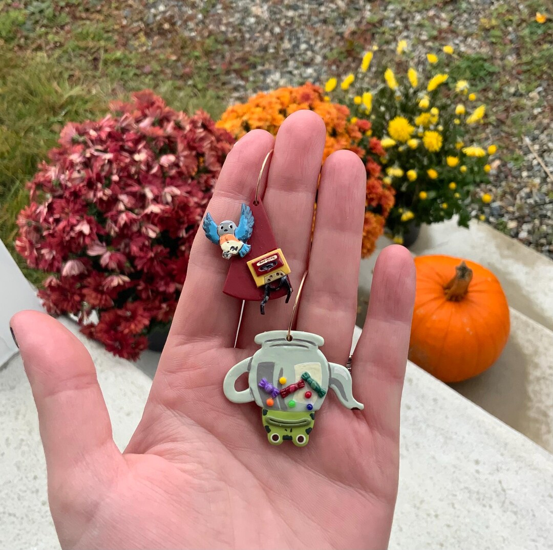 Polymer Clay Over the Garden Wall Wirt and Greg Hat Hoop Earrings - Etsy