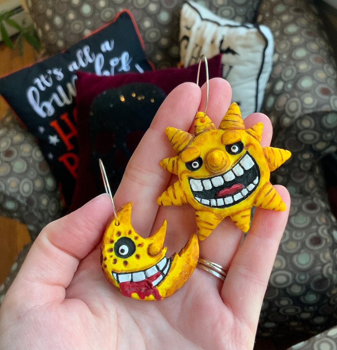 Soul Eater Sun and Moon Hoop Earrings - Etsy