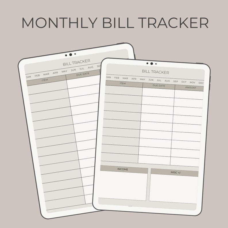 Minimal Bill Tracker - Etsy