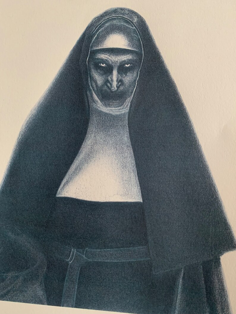 The Nun dark Version Pencil Drawing Art A4 8.3 X 11.7 Inches Print of ...
