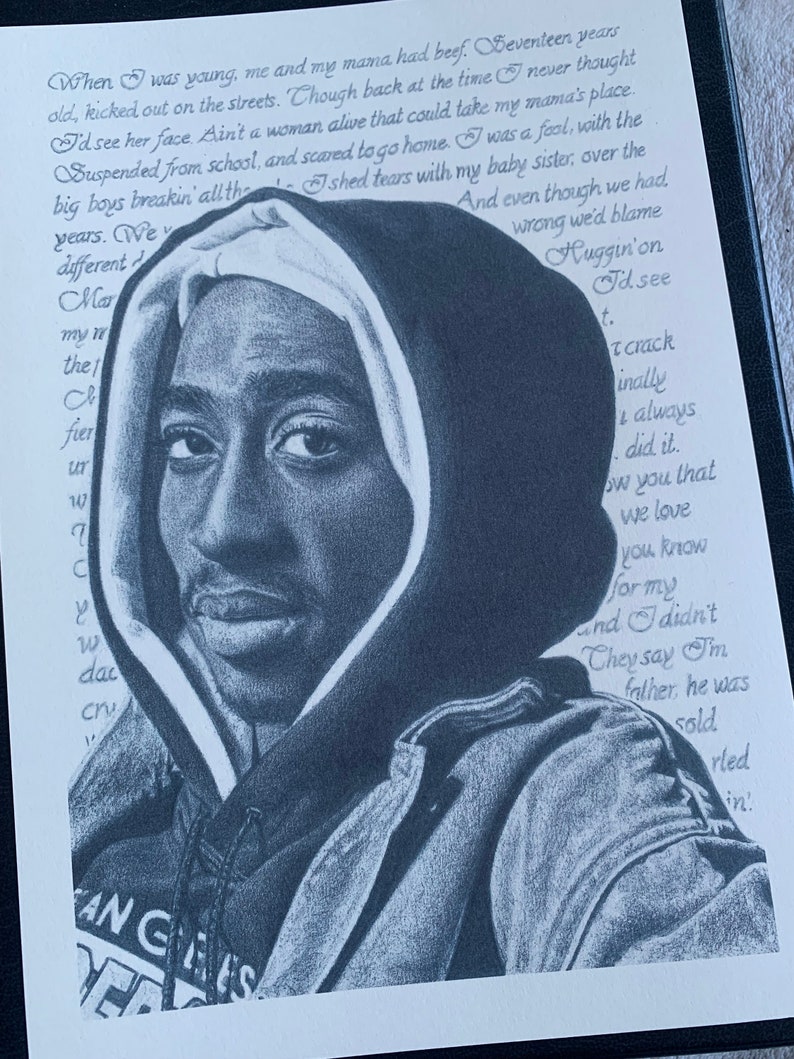 Rapper Pencil Drawing Art A4 8.3 X 11.7 Inches Print of Drawing Rap ...
