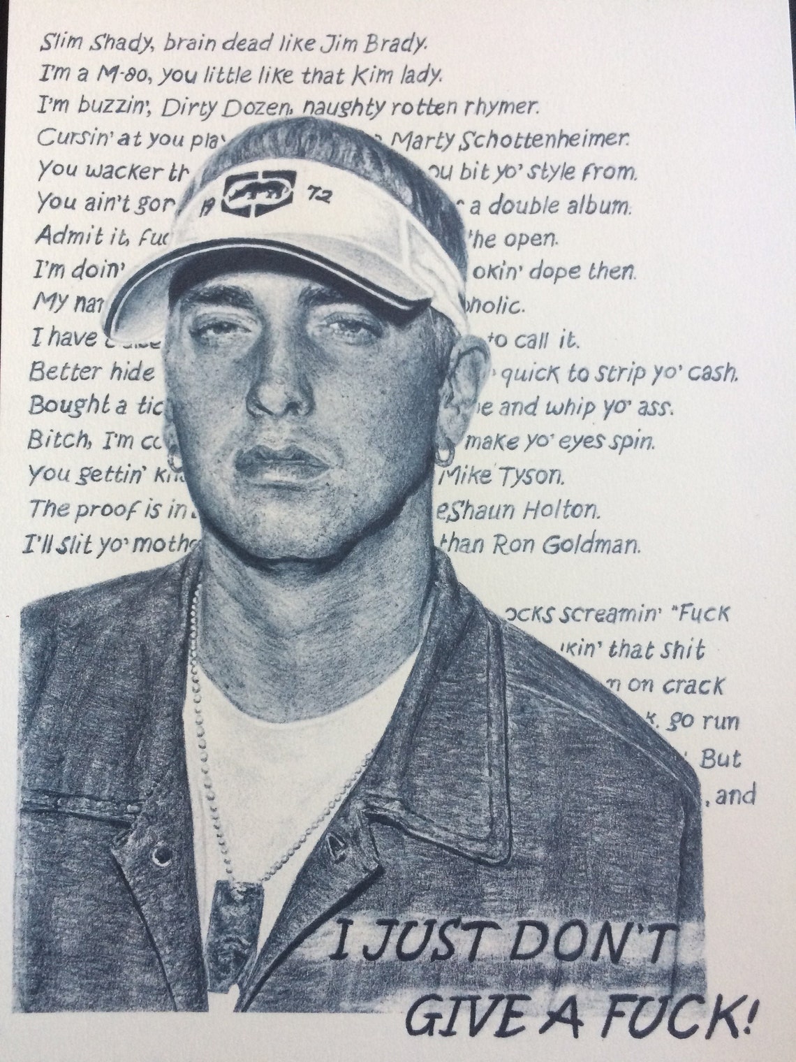 Eminem Pencil Drawing Art A4 8.3 X 11.7 Inches Print of a - Etsy