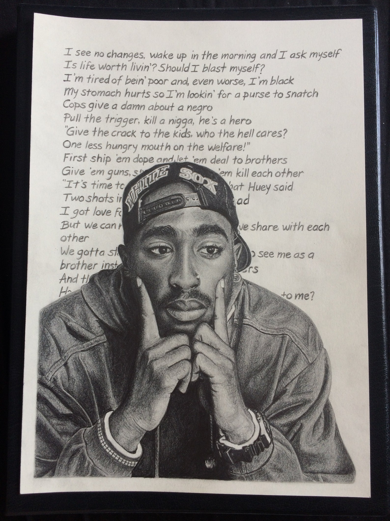 2pac Changes ORIGINAL A4 8,3 X 11,7 Inches Pencil Drawing Hiphop Rap ...