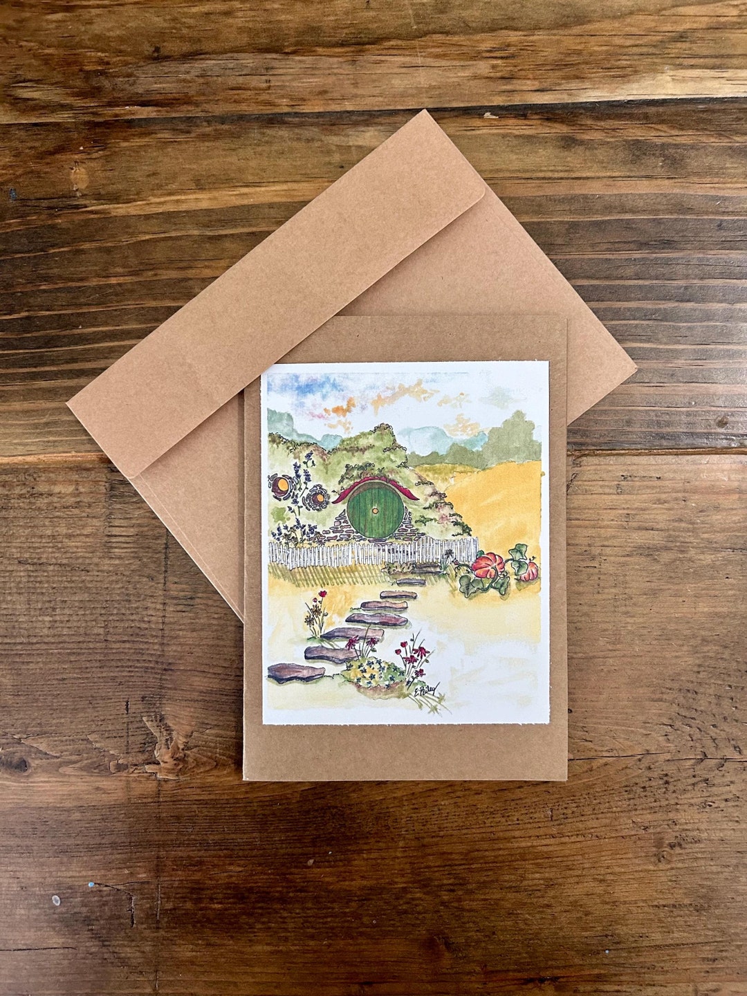 Hobbit Card: Hobbit Hole Blank Greeting Card, Shire Watercolor ...
