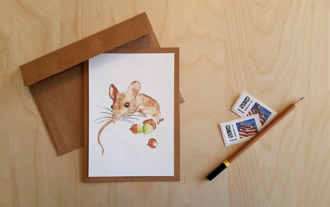 Blank Greeting Card: Mouse Card, Animal Watercolor Print, Original Art ...