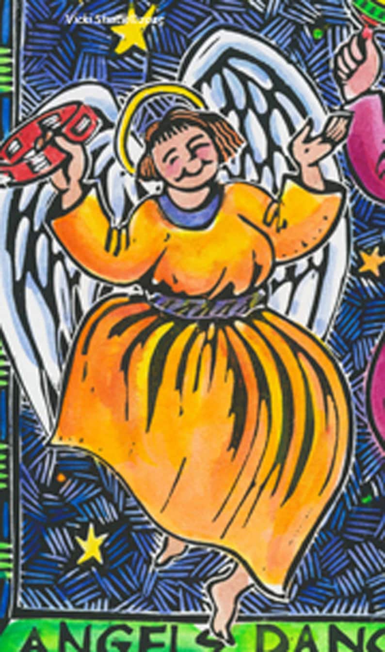 Angels Dance Wall Art Reproduction of Block Print Happy - Etsy