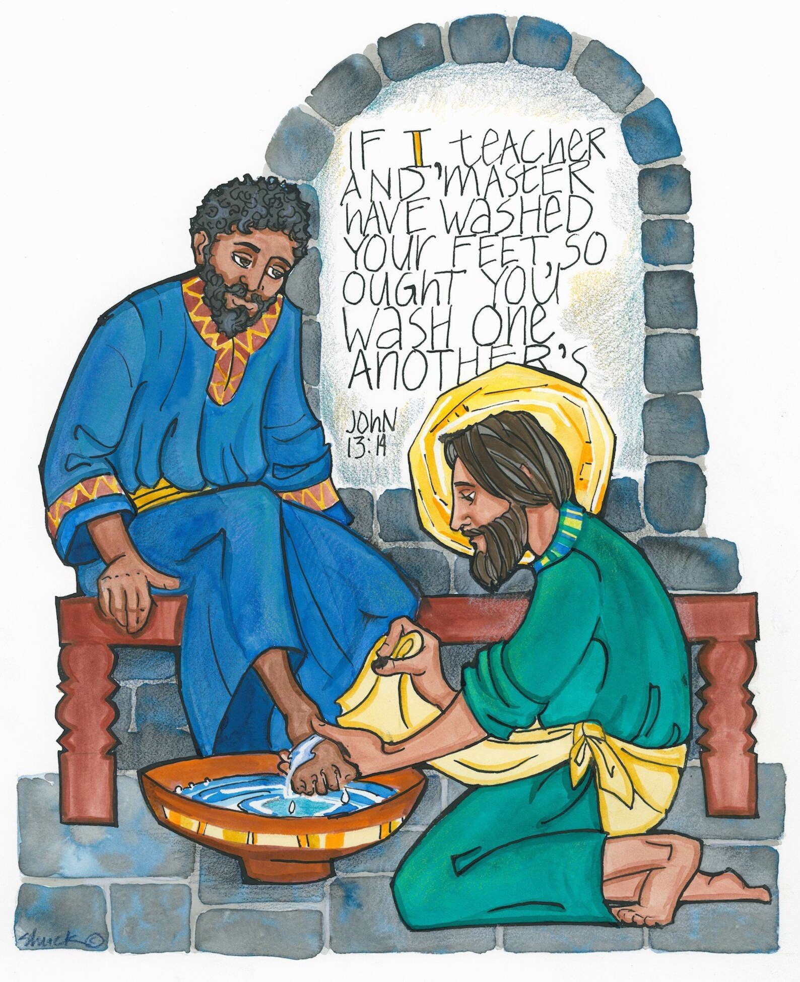 Wall Art, Jesus Washing Disciples Feet, Holy Thursday Art, John 13:14 ...