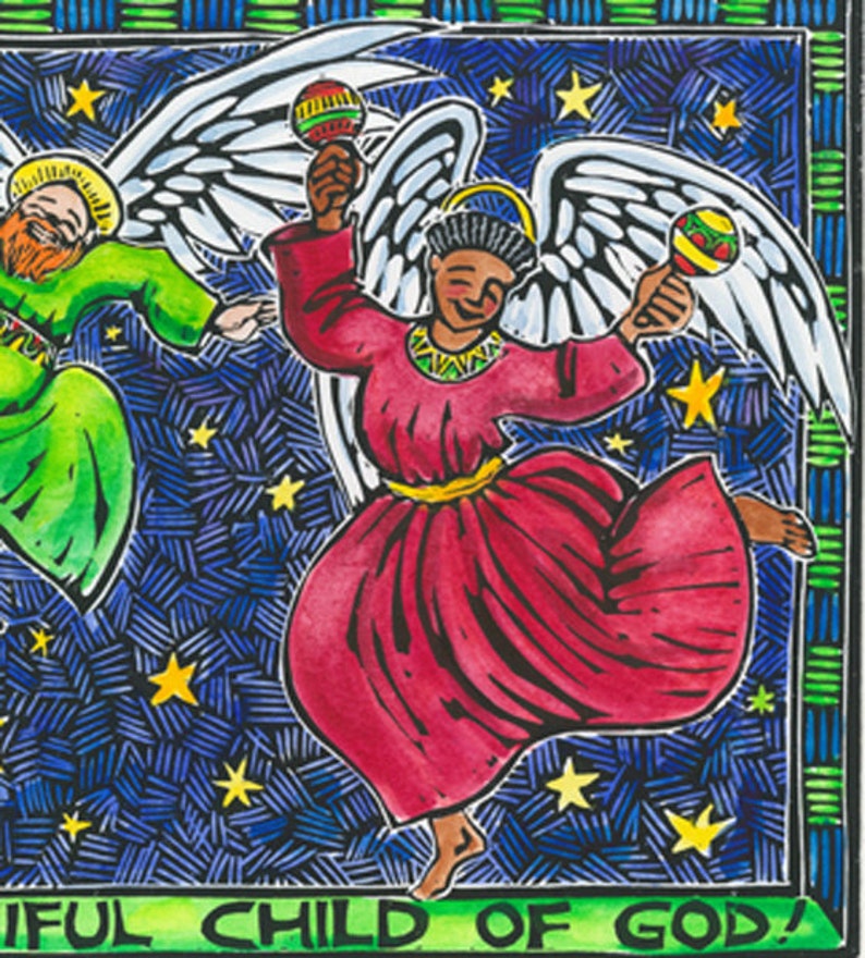 Angels Dance Wall Art Reproduction of Block Print Happy - Etsy