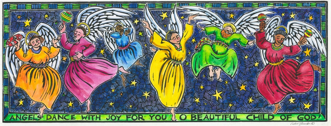 Dancing Angels Greeting Cards - Joyful Baptism, Birthday, or New Birth ...