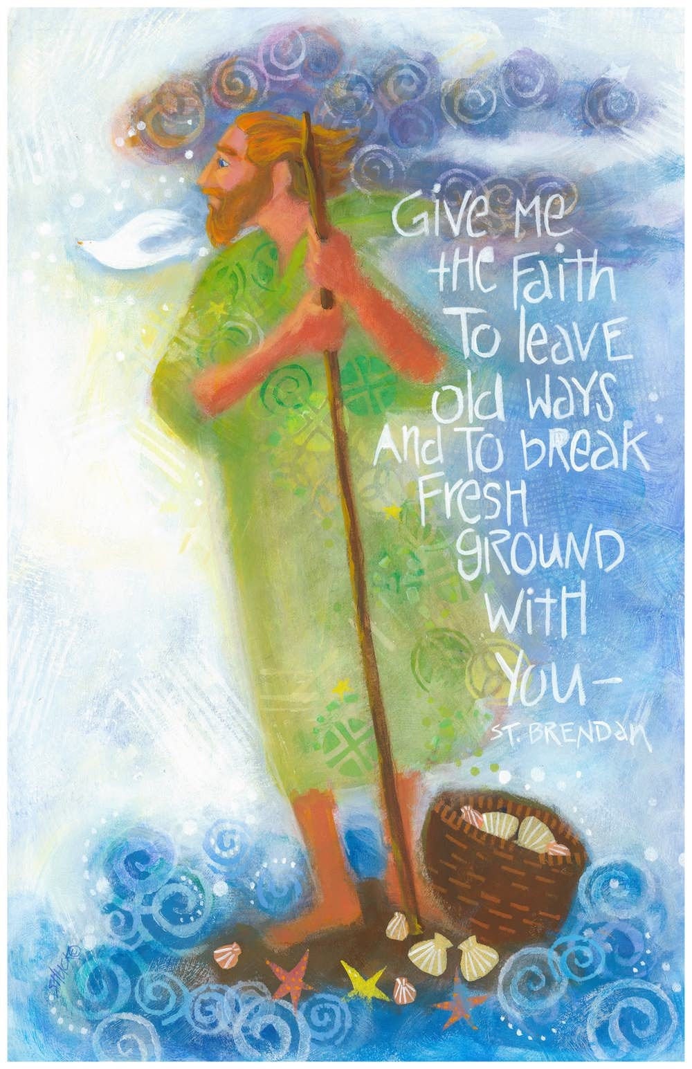 St. Brendan Art Print, Celtic Saint Quote, Wall Art by Vicki Shuck ...