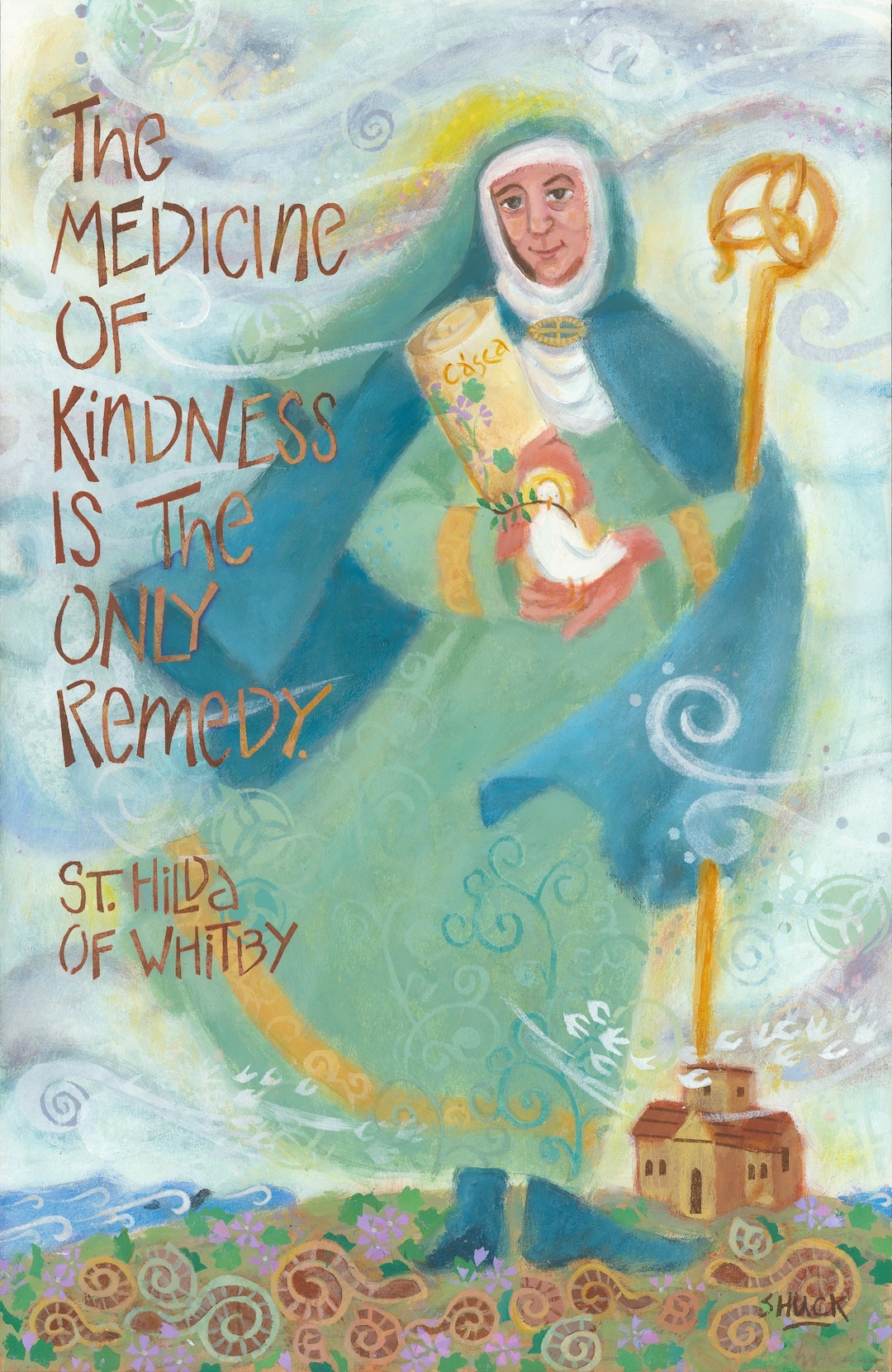 St. Hilda of Whitby Art Print: Celtic Saint, Kindness Quote - Etsy