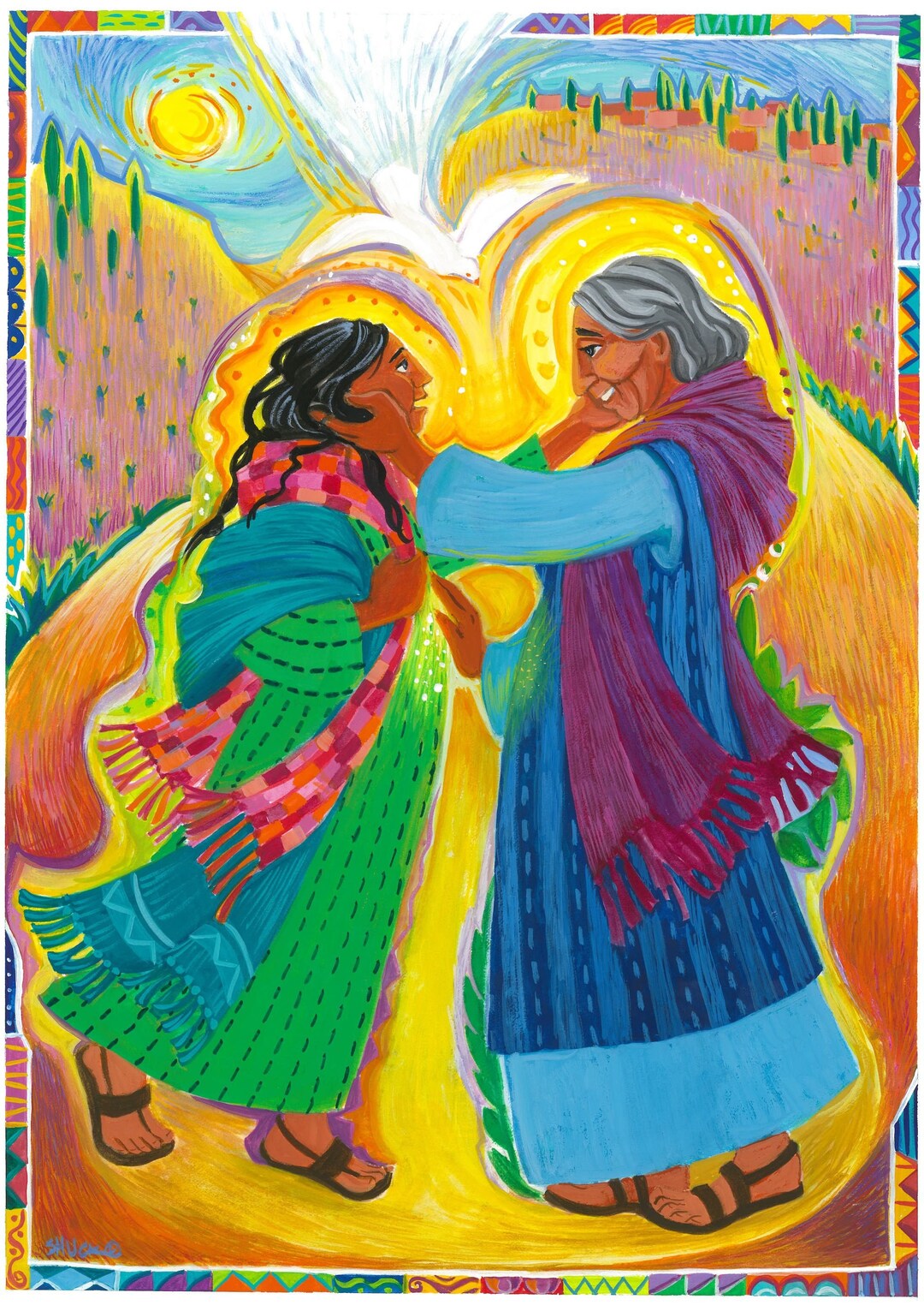 Mary and Elizabeth Art Print: Joyful Christian Wall Art by Vicki Shuck ...