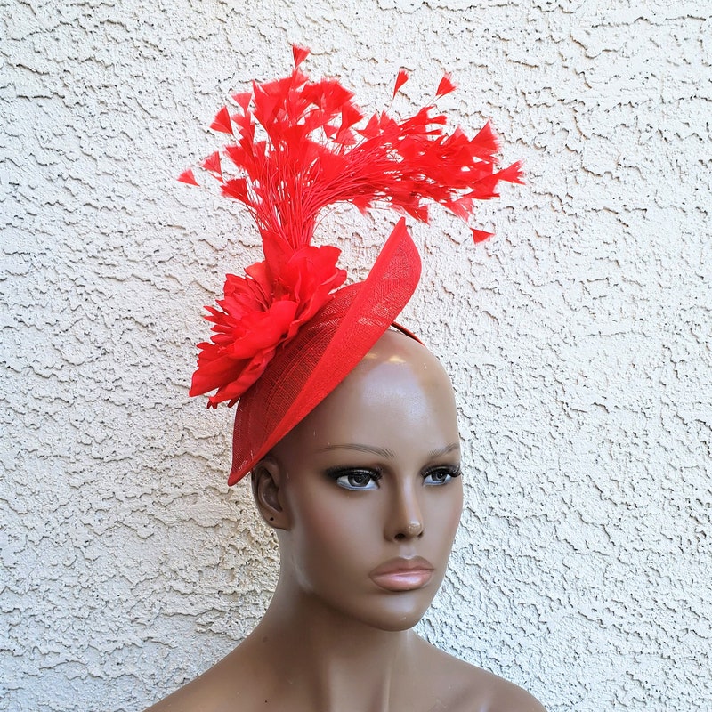 Red Fascinator - Etsy