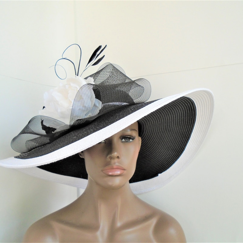 Black and White Red Derby Hat - Etsy