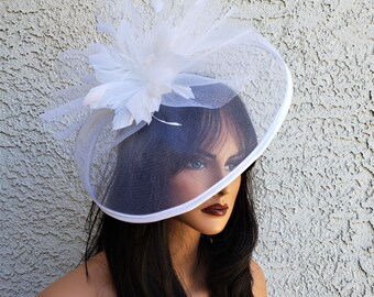 White Flower Half Hat Fascinator for Weddings Church and - Etsy