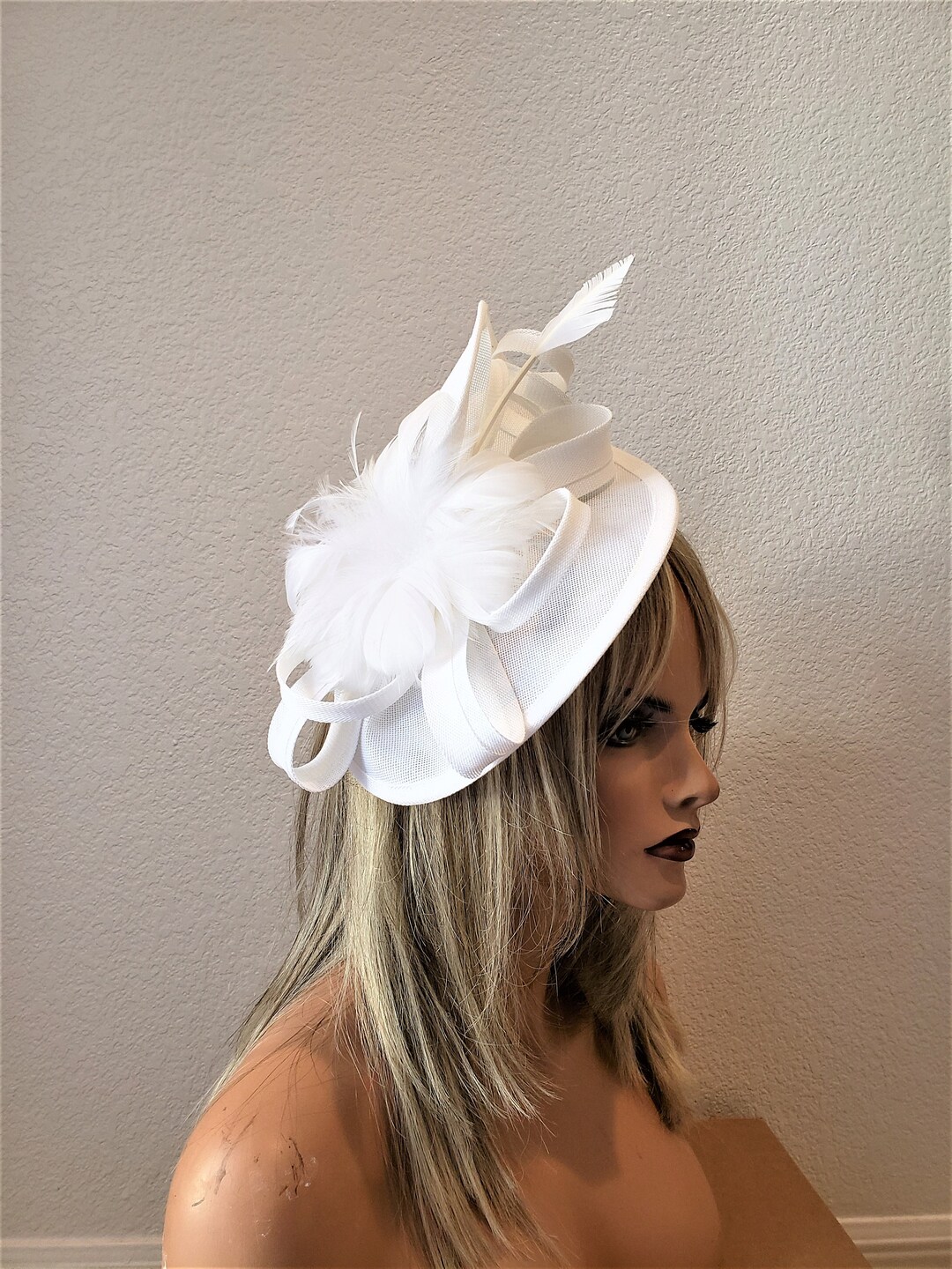 White Feather Fascinator Wedding Kentucky Derby Formal Dress - Etsy