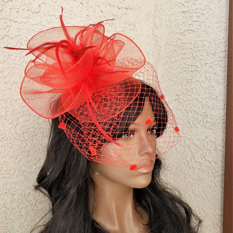 Red Fascinator - Etsy