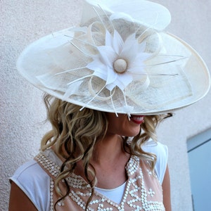 Ivory Derby Hat With Adjustable Band, Derby Hat, High Tea Party Hat ...
