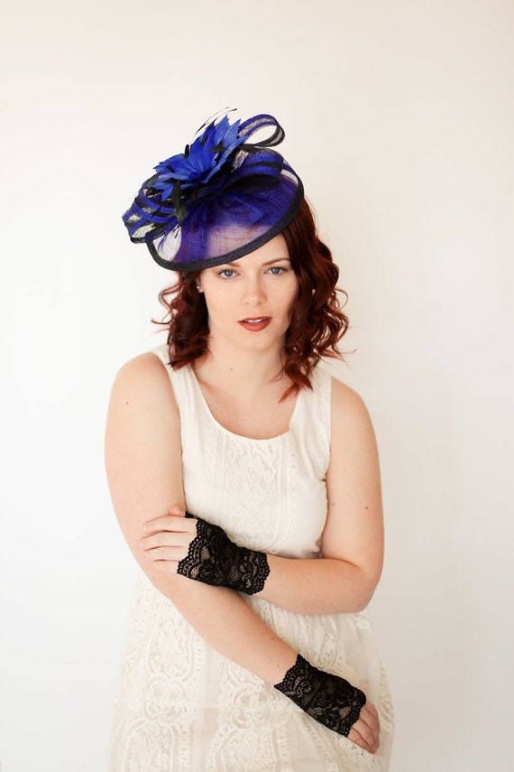 Royal Blue & Black Fascinator Tea Party Hat Derby Hat Fancy | Etsy