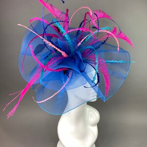 Turquoise Color Spray Crinoline Fascinator on Headband - Kentucky Derby ...