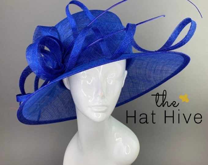 Royal Blue Derby Hat, Cobalt Blue Hat, Formal Hat, Fashion Hat, Blue ...