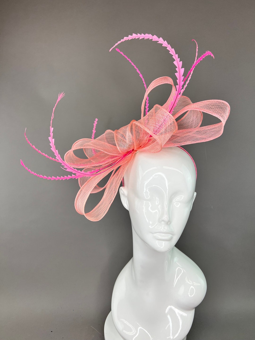 Light Pink Bow Fascinator on Headband, Kentucky Derby Hat, High Tea ...
