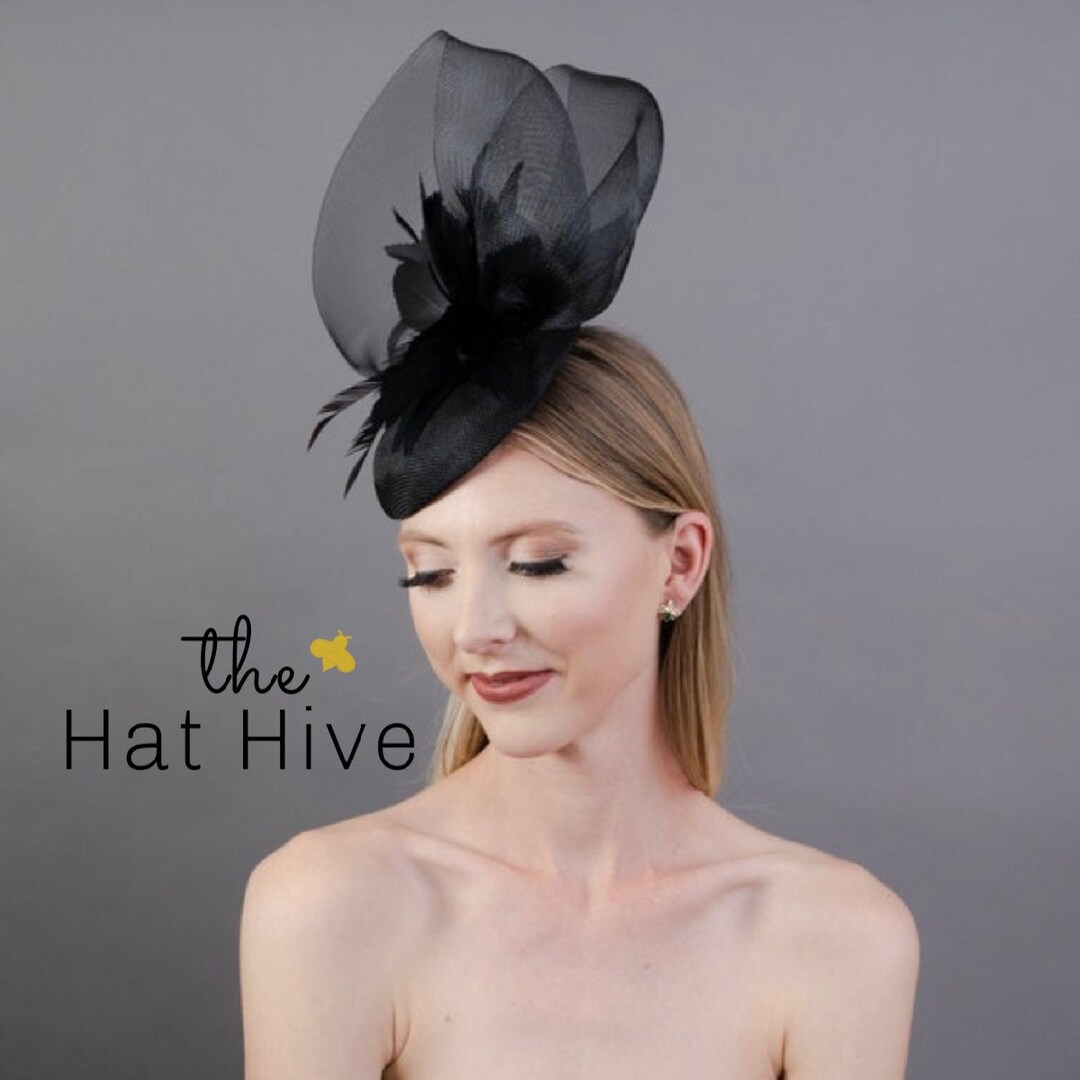 Black Crinoline Mesh Fascinator With Clip & Headband Option, Black ...