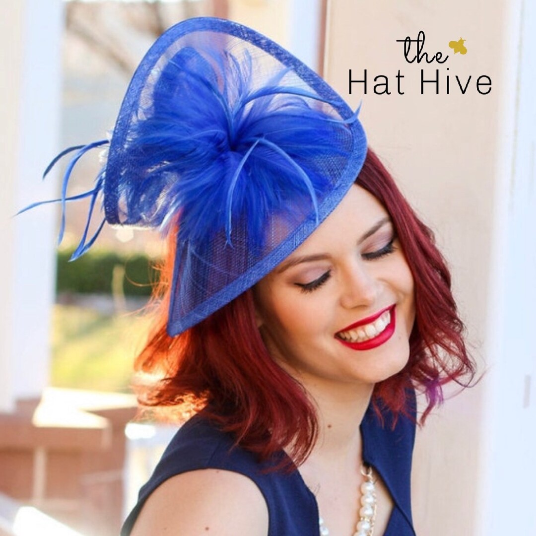 Royal Blue Fascinator, Tea Party Hat, Church Hat, Derby Hat, British ...
