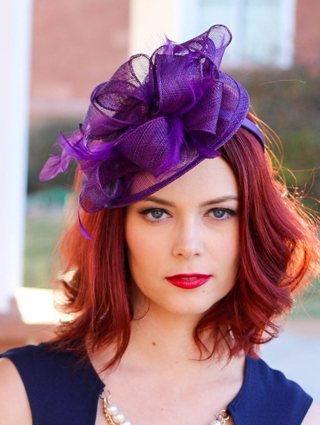 Purple Fascinator, the Kenni, Tea Party Hat, Church Hat, Kentucky Derby ...