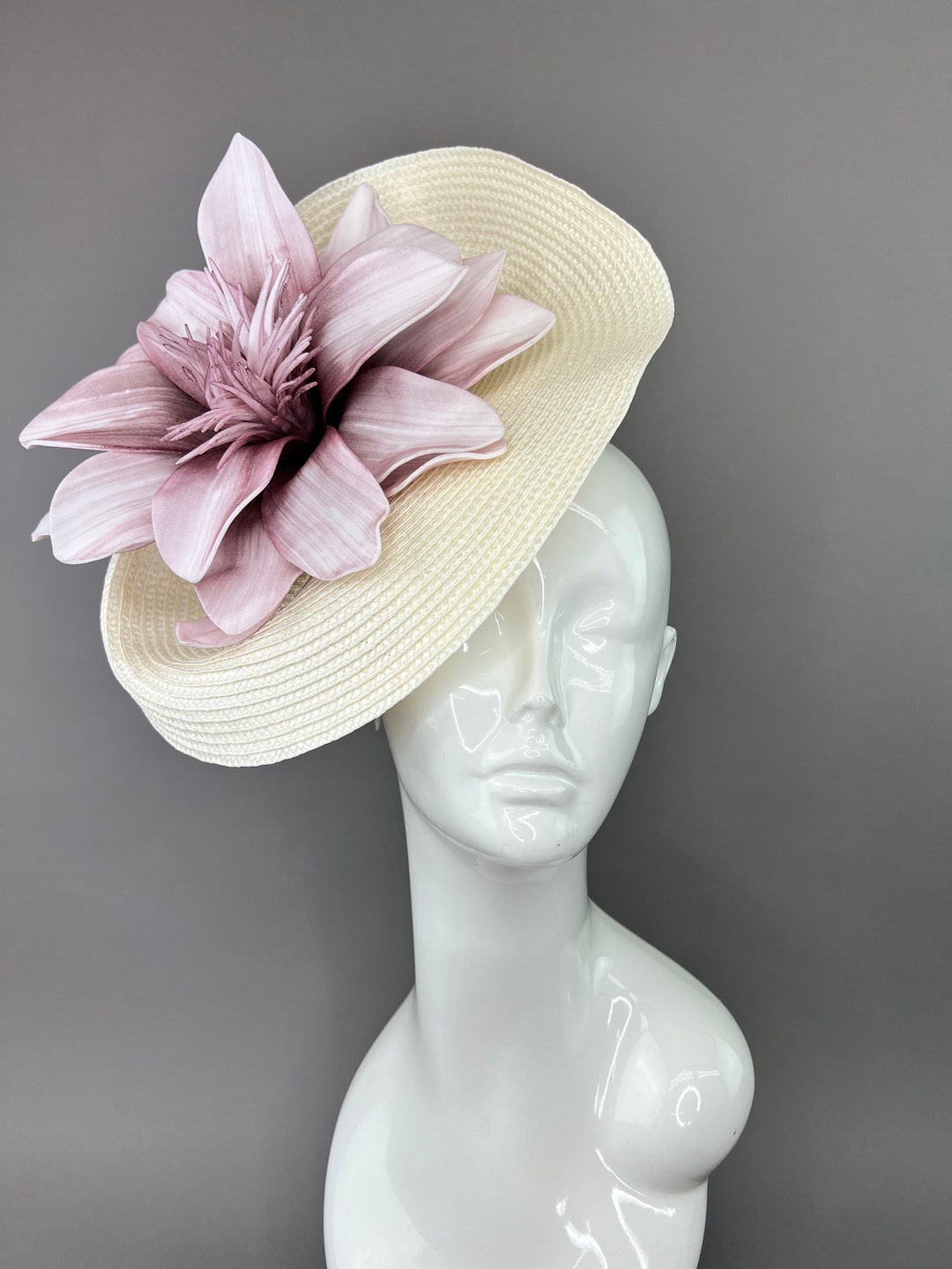 Ivory and Blush Fascinator, Flower Fascinator, Fascinator on Headband, Women’s Tea Party Hat ...