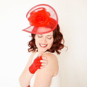 Red Rose Fascinator on Headband Feather Free Fascinator Tea - Etsy