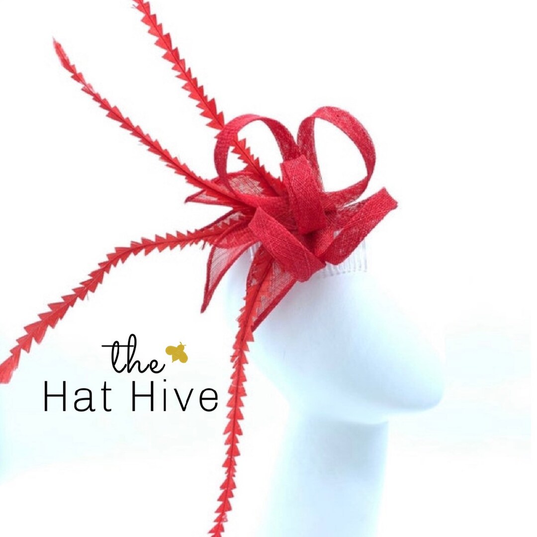 Red Fascinator, Womens Tea Party Hat, Church Hat, Derby Hat, Fancy Hat ...