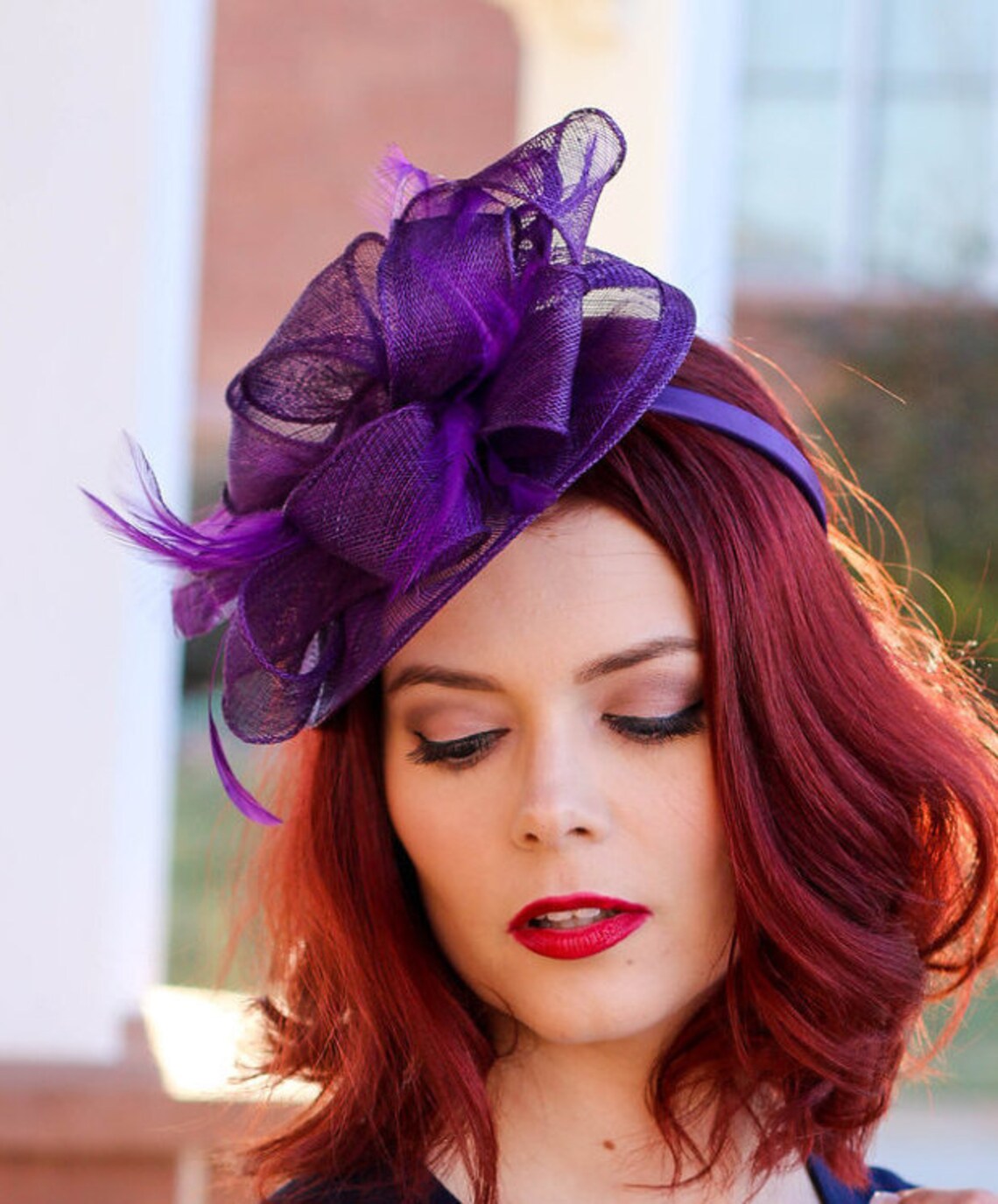 Purple Fascinator, the Kenni, Tea Party Hat, Church Hat, Kentucky Derby ...