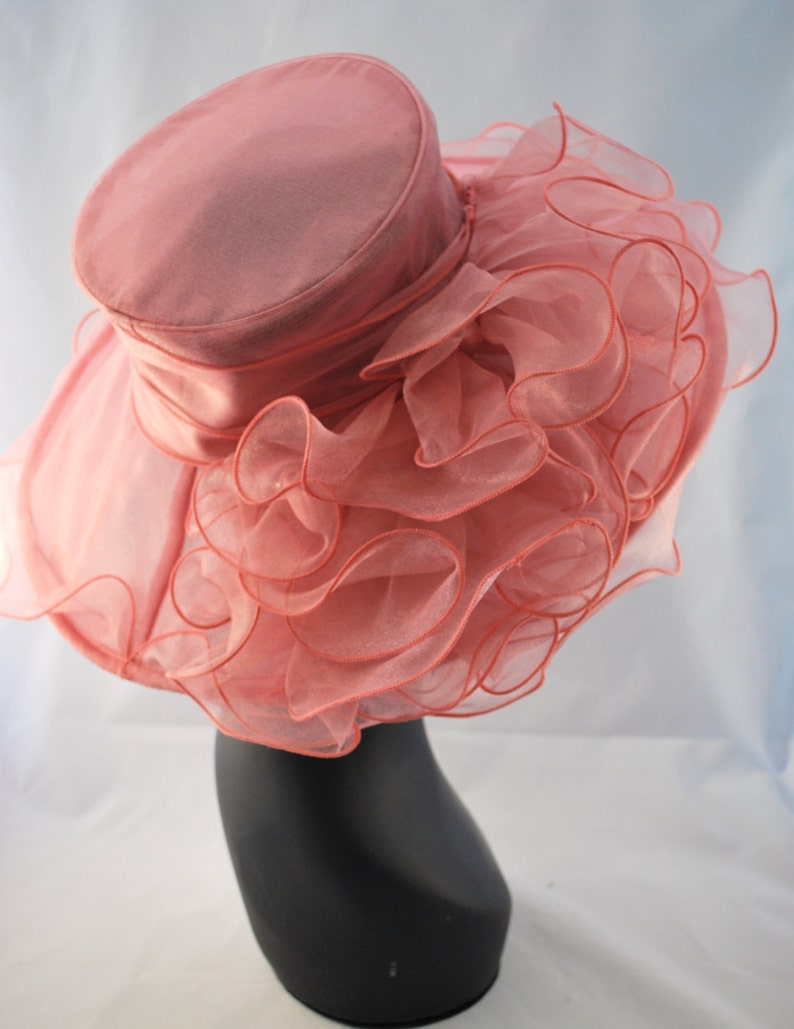 Blush Pink Organza Kentucky Derby Hat Bluch Pink W Ruffles | Etsy