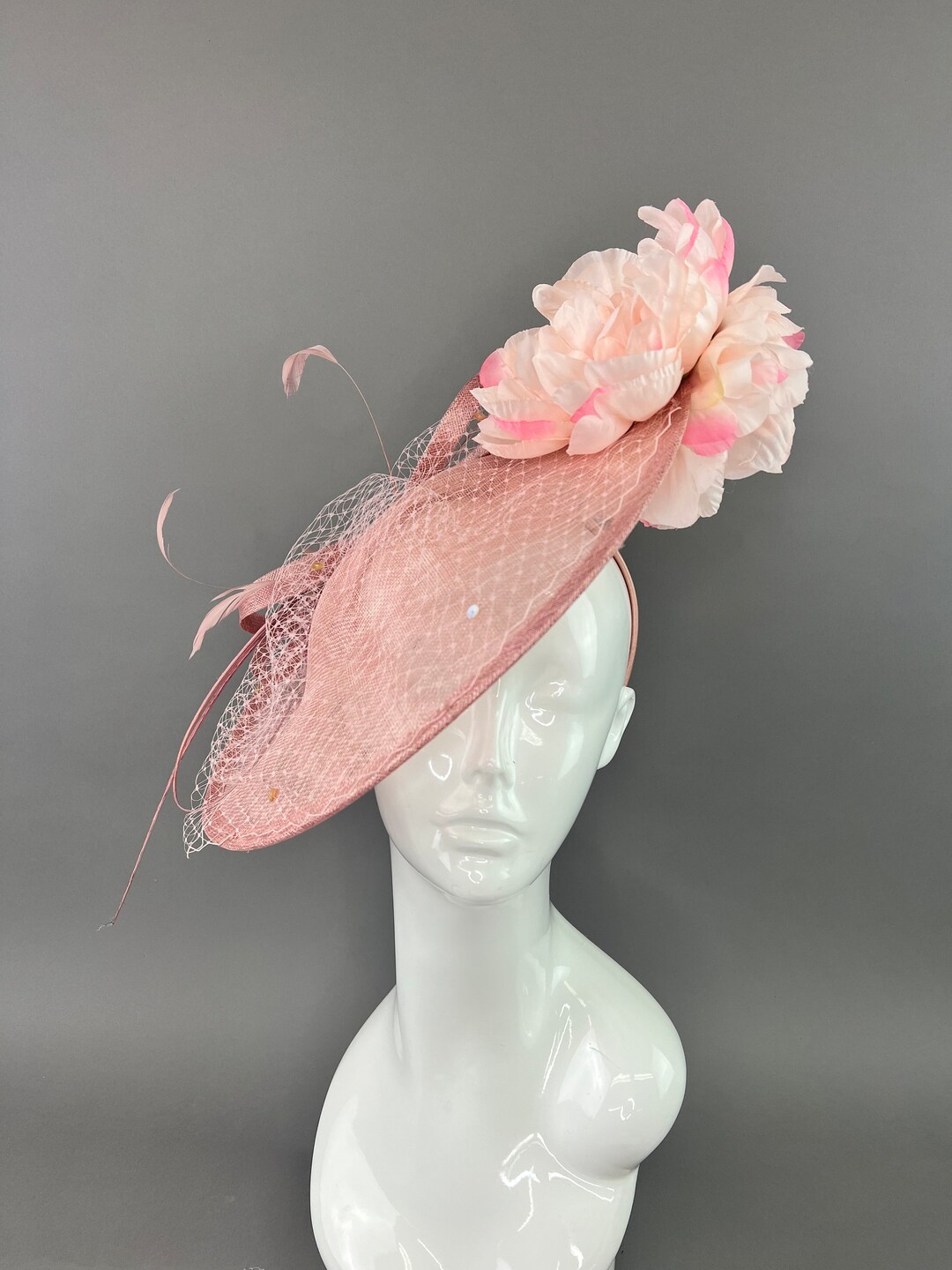 Blush Pink Fascinator on Headband, British Hat, Womens Tea Party Hat ...