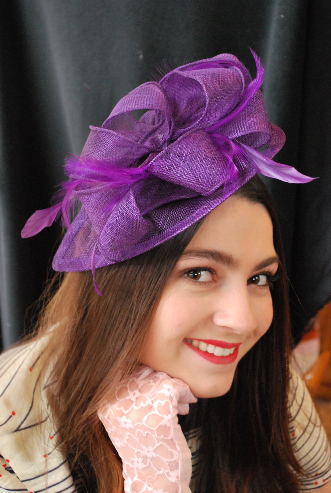 Purple Fascinator Tea Party Hat Church Hat Kentucky Derby | Etsy