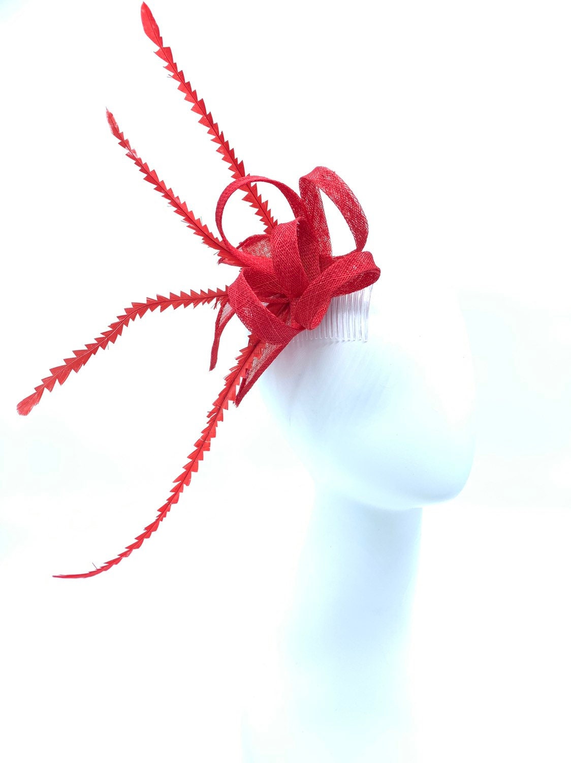 Red Fascinator Womens Tea Party Hat Church Hat Derby Hat | Etsy