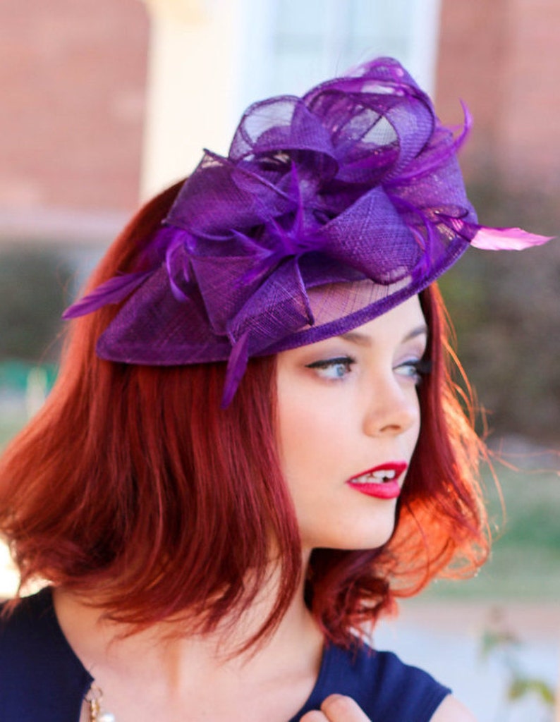 Purple Fascinator, the Kenni, Tea Party Hat, Church Hat, Kentucky Derby ...