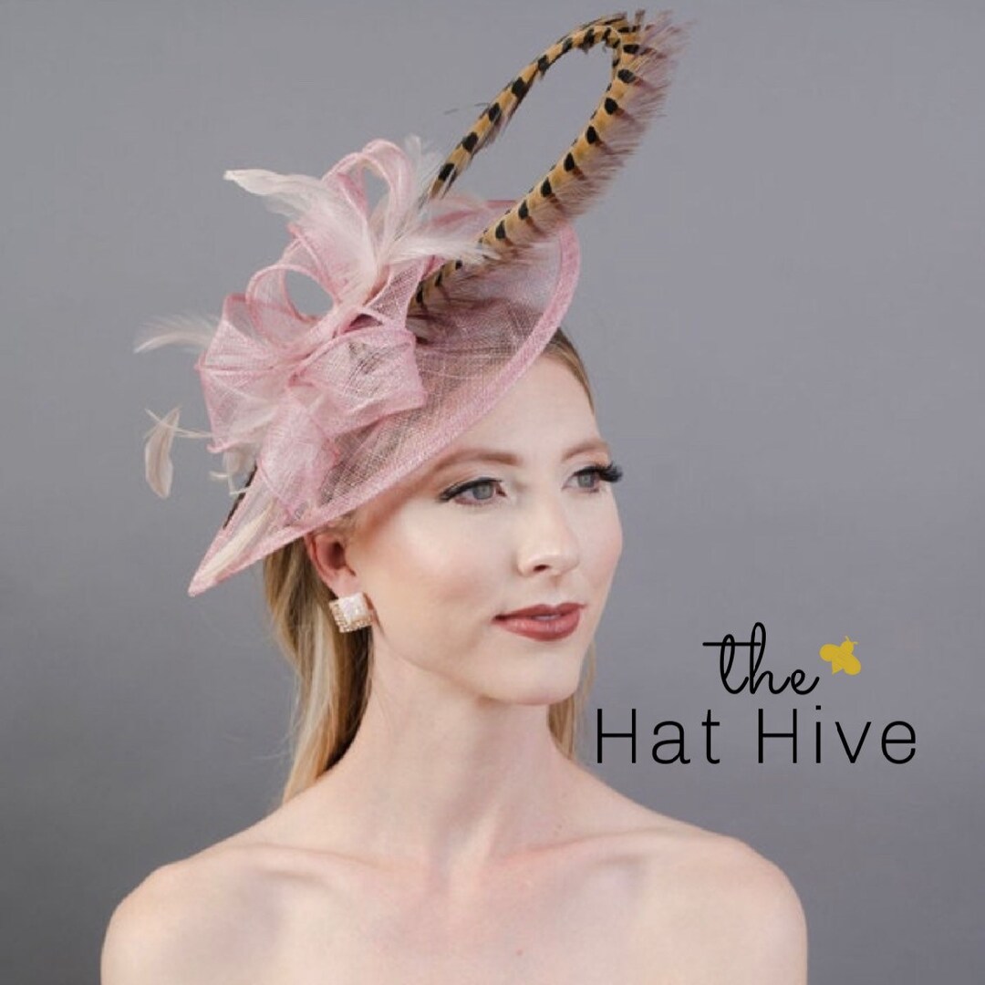 Blush Pink Fascinator Hat With Looped Pheasant Feather Women's Tea Party Hat Church Hat Kentucky ...