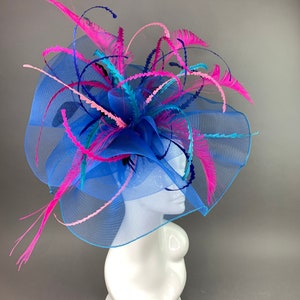 Turquoise Color Spray Crinoline Fascinator on Headband - Kentucky Derby ...