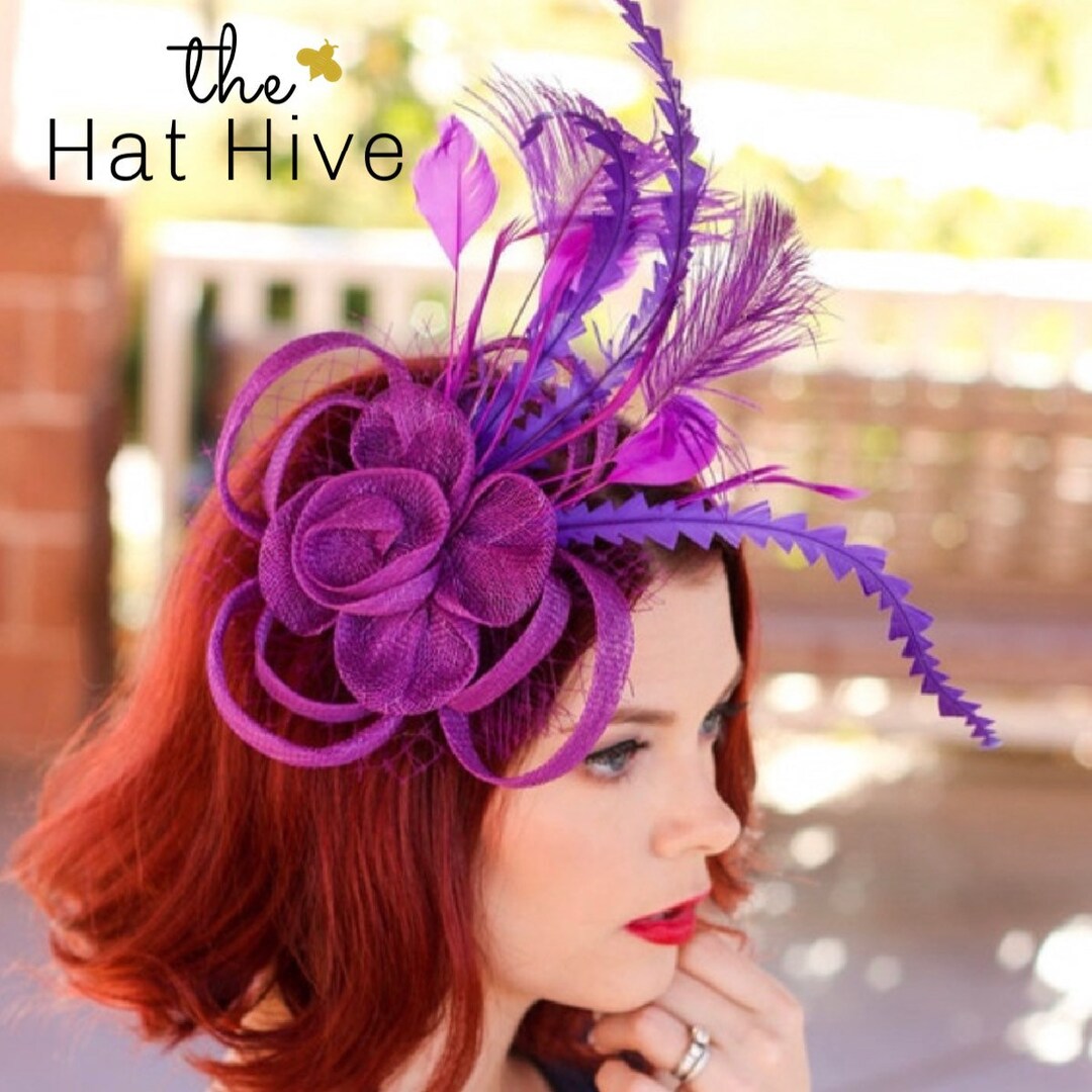 Purple Fascinator, Womens Tea Party Hat, Church Hat, Derby Hat, Fancy ...