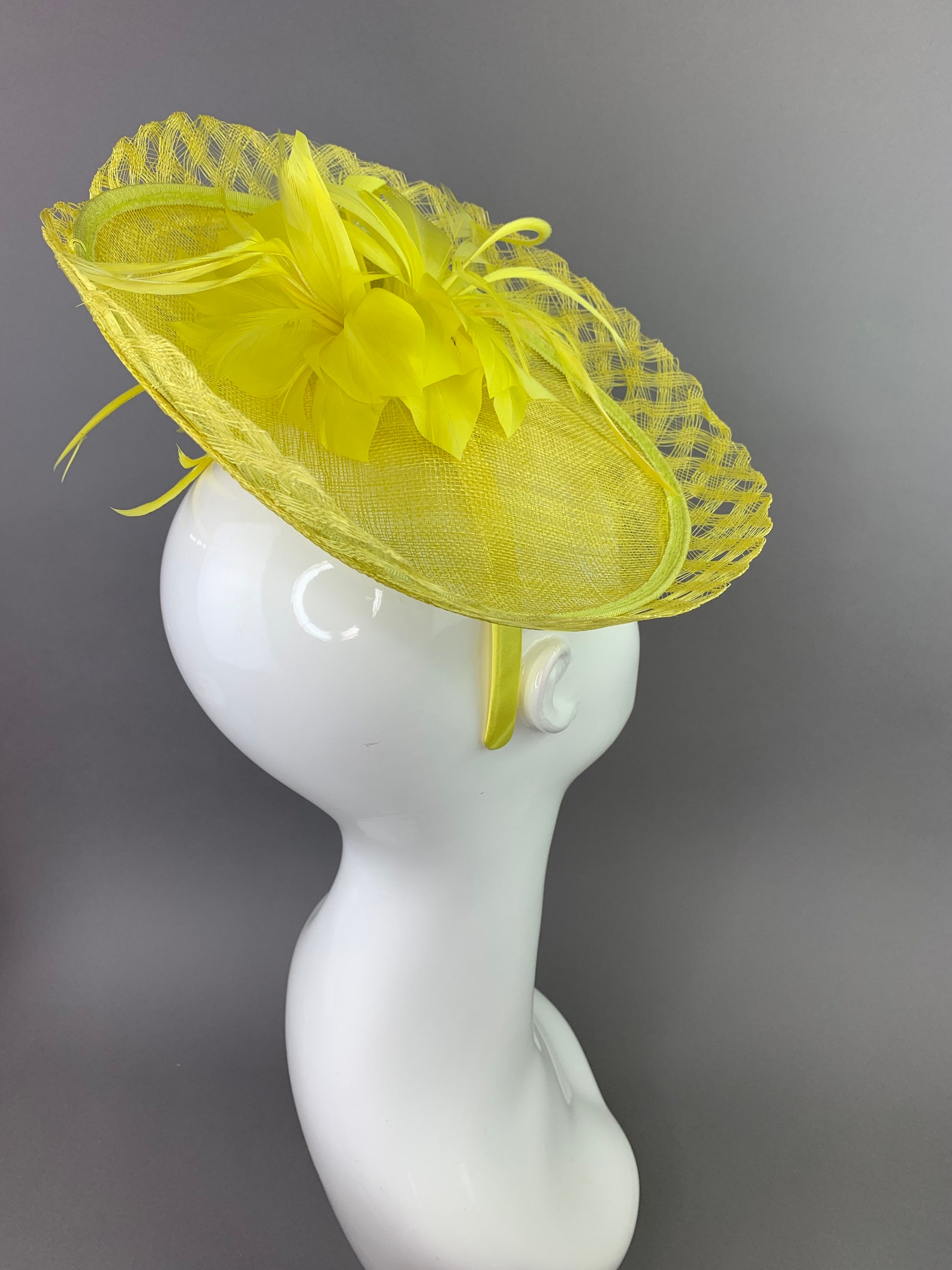 Yellow Fascinator on Headband Garden Party Hat Kentucky | Etsy
