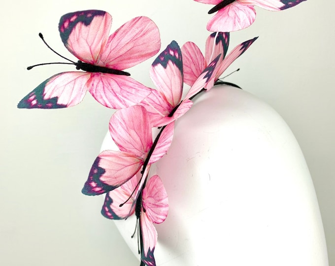 Light Pink Butterfly Fascinator Butterfly Hat Tea Party Hat - Etsy
