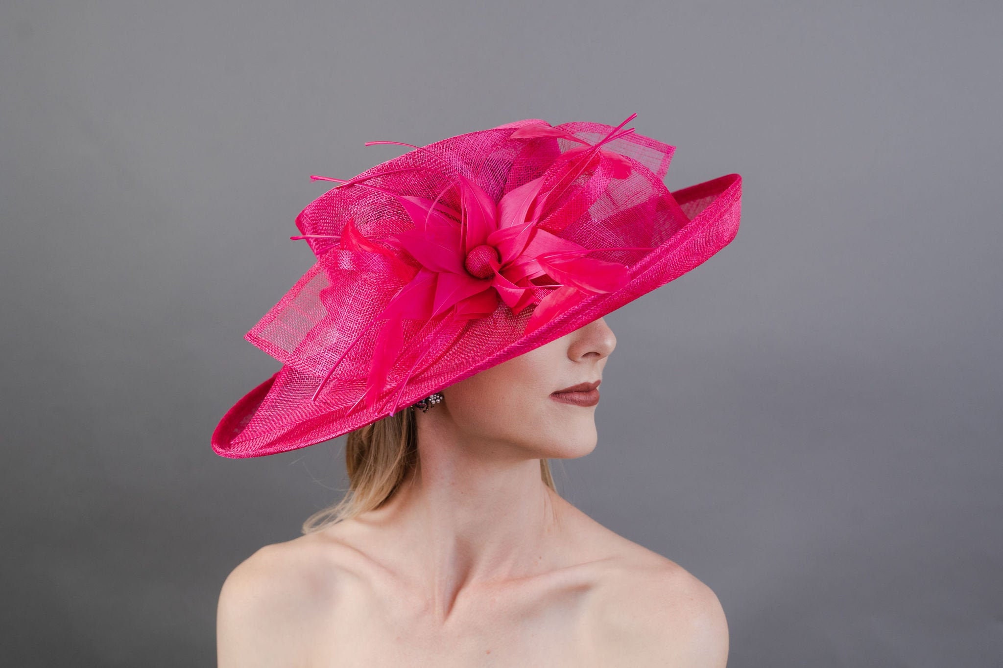 Fuchsia Pink Derby Hat Tea Party Hat Church Hat Derby Hat | Etsy